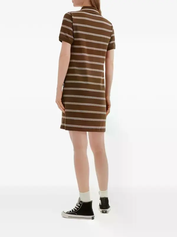 CHOCOOLATE Striped Polo Shirt Dress - Brown