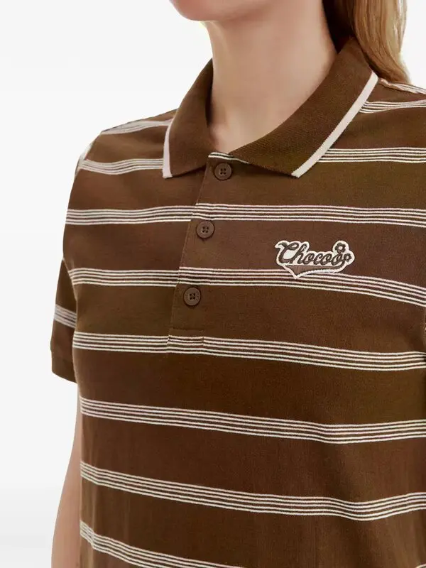 CHOCOOLATE Striped Polo Shirt Dress - Brown