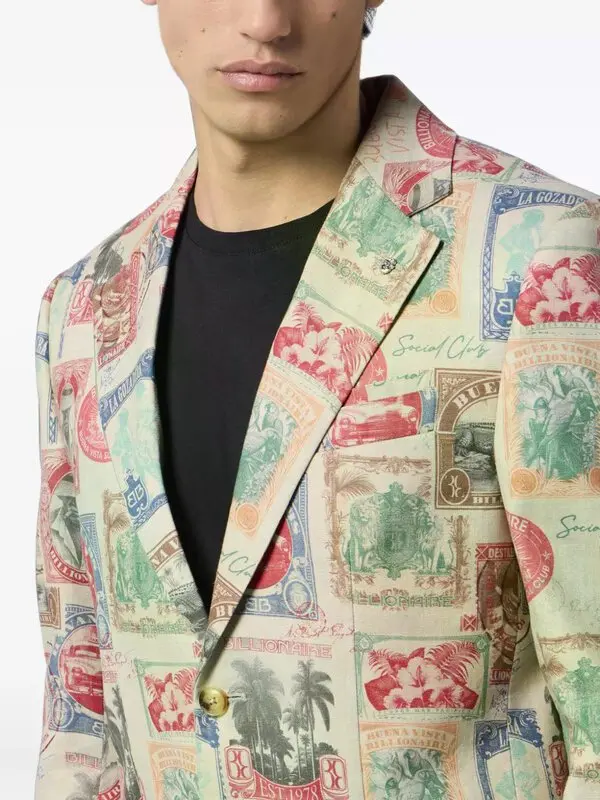 BILLIONAIRE Printed Linen Blazer