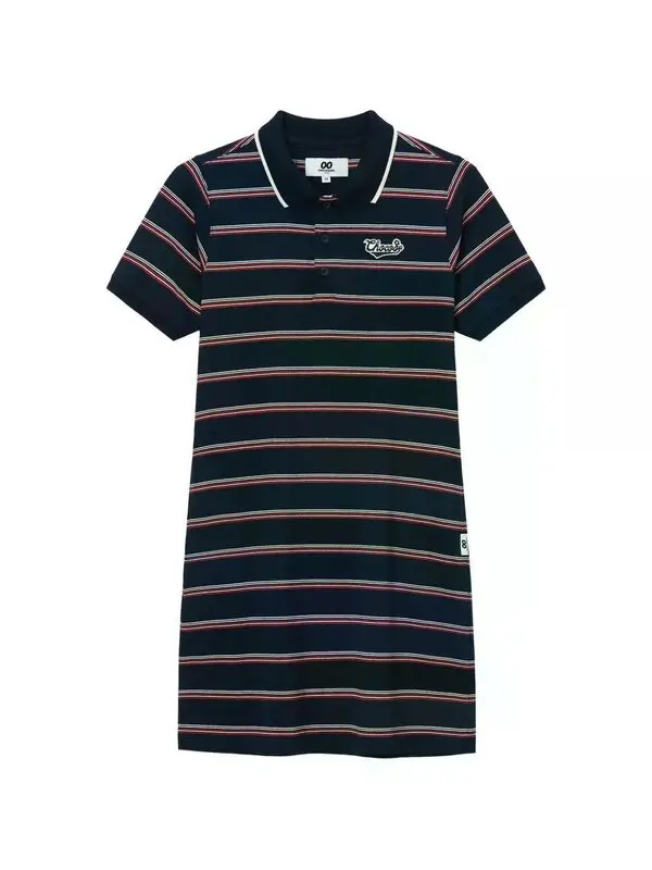 CHOCOOLATE Striped Polo Dress - Blue