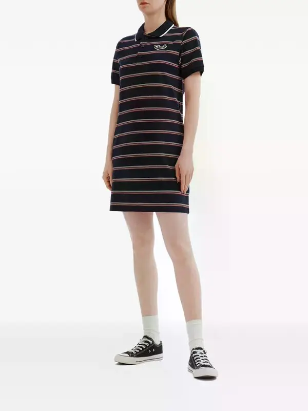 CHOCOOLATE Striped Polo Dress - Blue