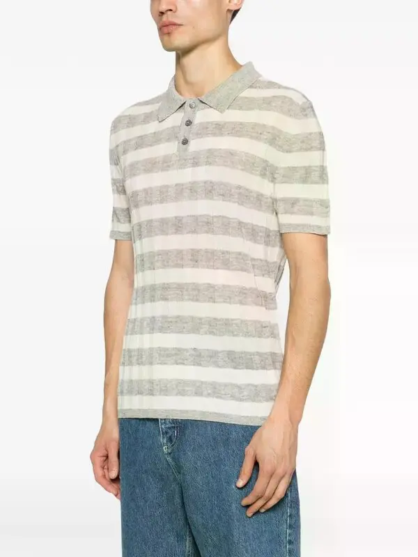 AMARANTO Striped Polo Shirt - Grey
