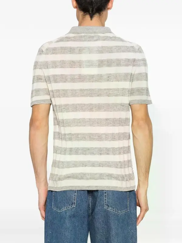 AMARANTO Striped Polo Shirt - Grey