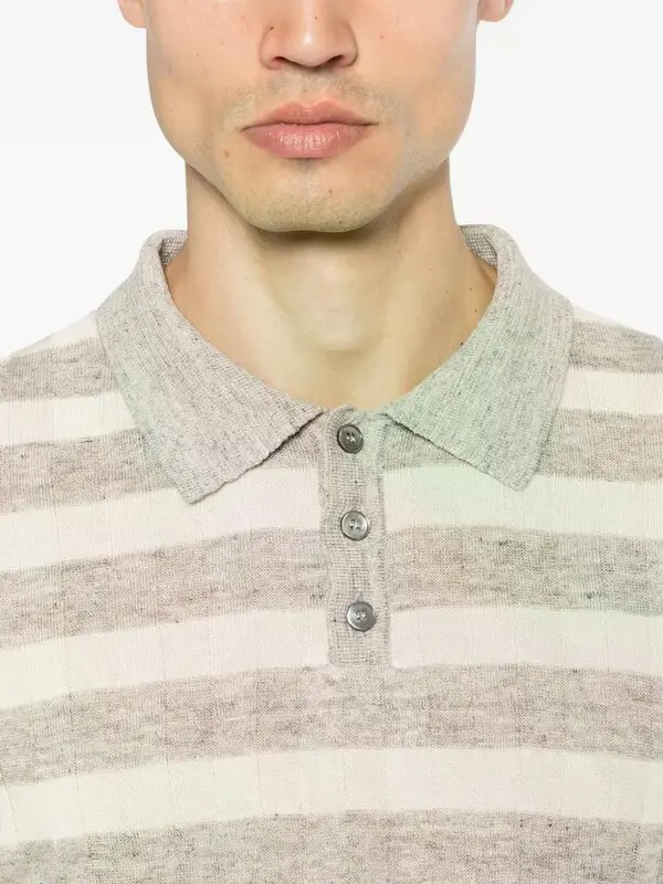 AMARANTO Striped Polo Shirt - Grey