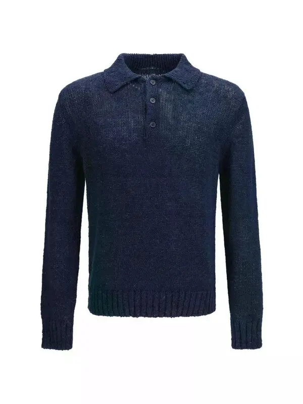 SUNFLOWER Linen Polo Top - Blue