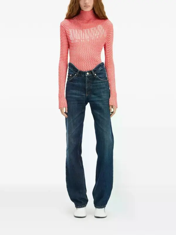 JEAN PAUL GAULTIER Gingham-pattern Asymmetric Top - Red
