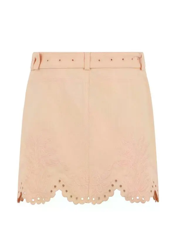Farm Rio Floral-embellished Belted Mini Skirt - Pink