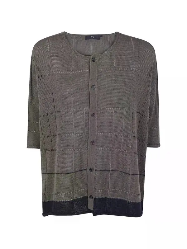 Y’s Buttoned Plaid Cardigan