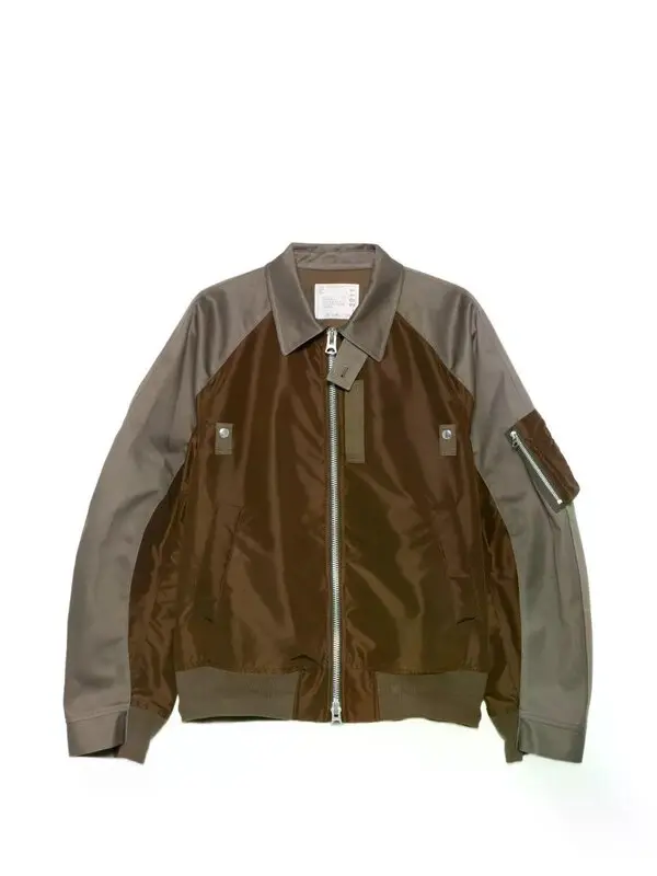 Sacai Zipped Panelled Jacket - Brown