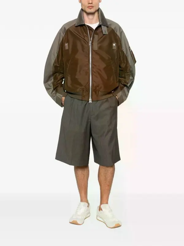 Sacai Zipped Panelled Jacket - Brown