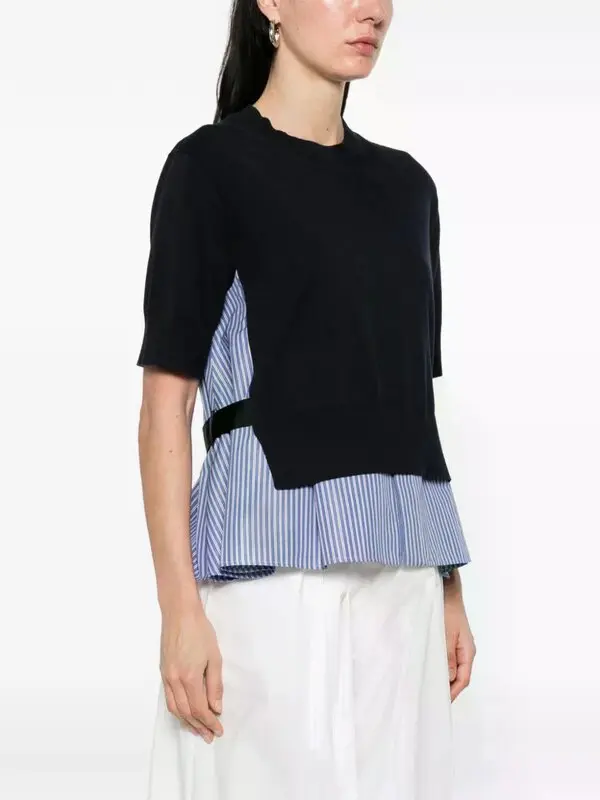 Sacai Striped Detail Top - Blue