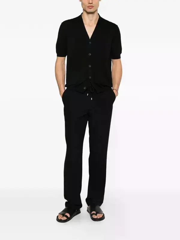 LUIGI GENTILE Short-sleeved V-neck Cardigan - Black