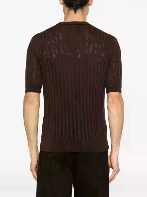 LUIGI GENTILE Open-knit Short-sleeved Sweater