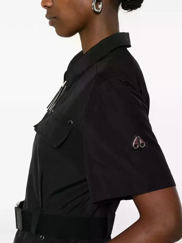 Moose Knuckles Belted Zip-up Mini Shirt Dress
