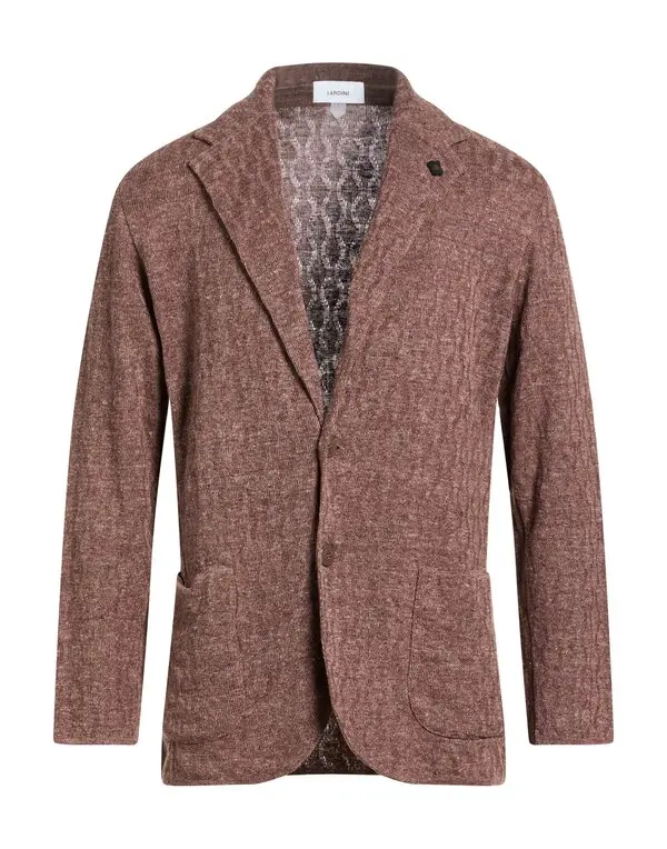 LARDINI Linen Single-breasted Blazer - Brown