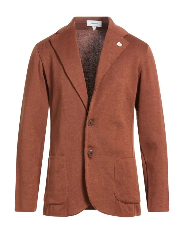 LARDINI Cotton Knitted Single-breasted Blazer - Brown