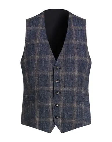 LARDINI Tailored Vest In Wool, Cotton, And Linen - Navy