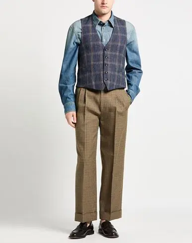 LARDINI Tailored Vest In Wool, Cotton, And Linen - Navy