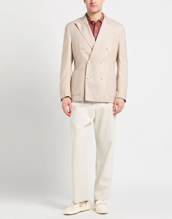LARDINI Tencel And Wool Double-breasted Blazer