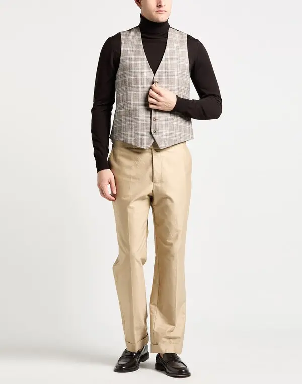 LARDINI Tailored Vest In Wool, Silk, And Linen Blend