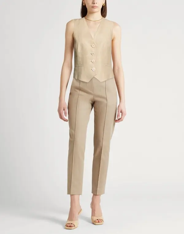 Peserico Tailored Linen Vest With Appliqués - Beige