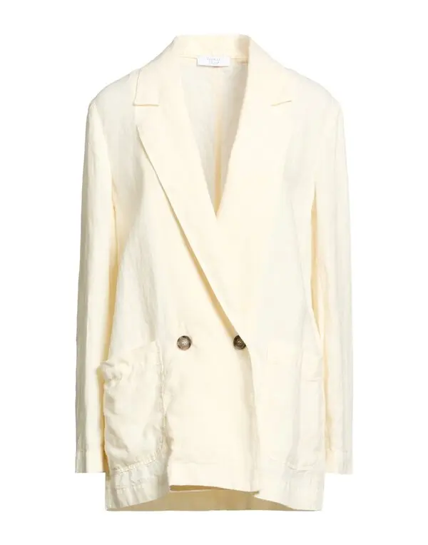 Peserico Linen Double-breasted Blazer - White