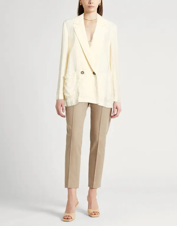Peserico Linen Double-breasted Blazer - White