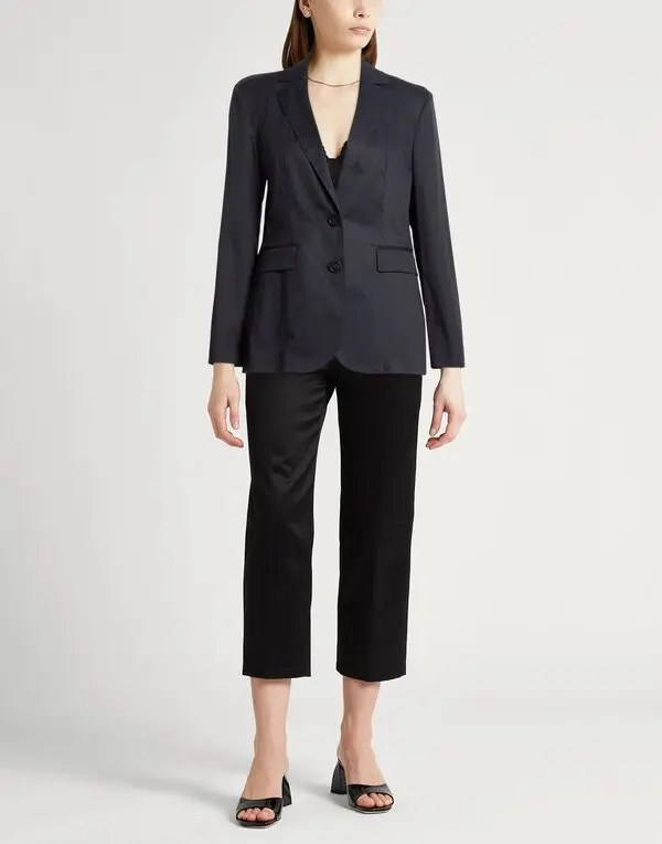 Peserico Single-breasted Blazer With Flap Pockets - Navy