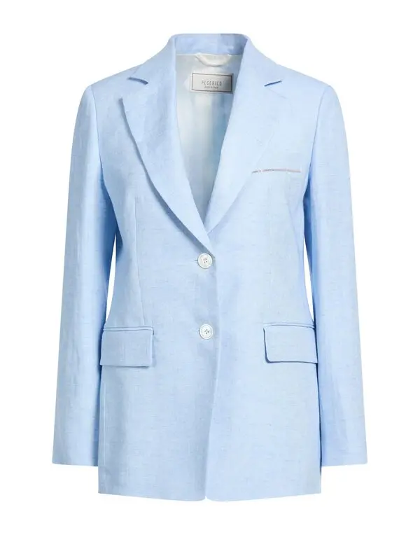 Peserico Linen Single-breasted Blazer - Blue