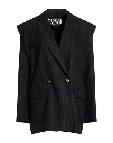 Versace Wool Blend Pinstriped Blazer - Black