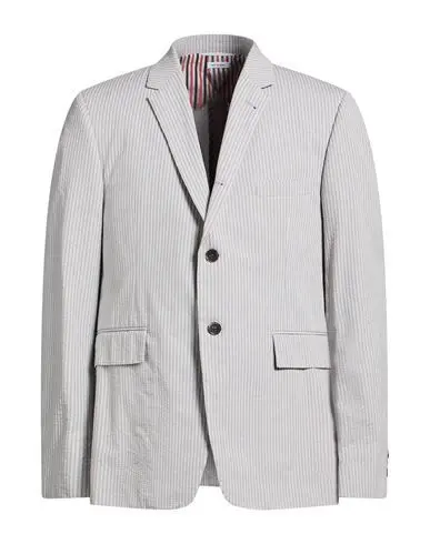 Thom Browne Single-breasted Striped Seersucker Blazer - Light Grey