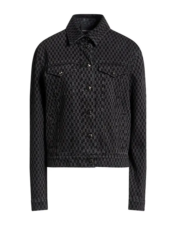 Costume National Denim Trucker Jacket With Geometric Print