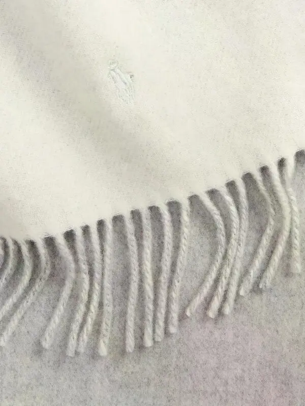 Polo Ralph Lauren Fringe Embroidered Scarf - Grey
