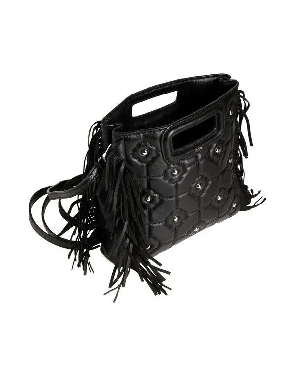 Maje Leather Handbag With Appliqués - Black