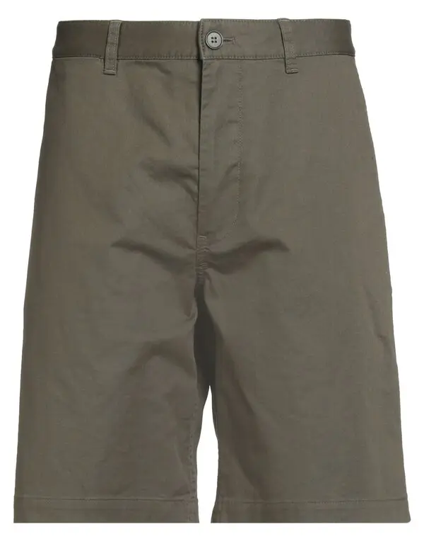 Wood Wood Military Cotton Gabardine Shorts - Green