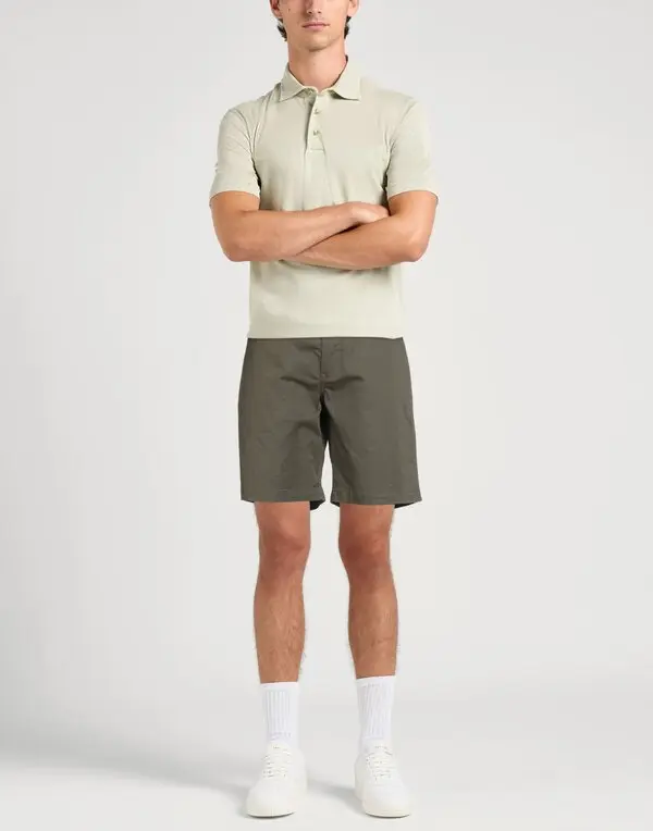 Wood Wood Military Cotton Gabardine Shorts - Green