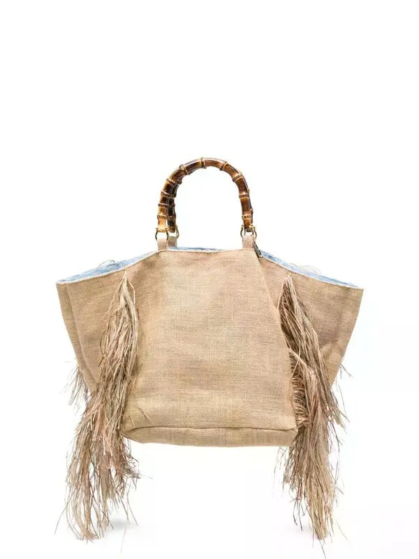 LA MILANESA Sharon Fringed Beach Bag - Neutrals