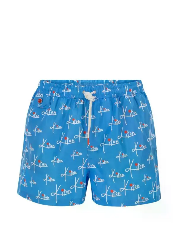 Kiton Patterned Swim Shorts - Blue