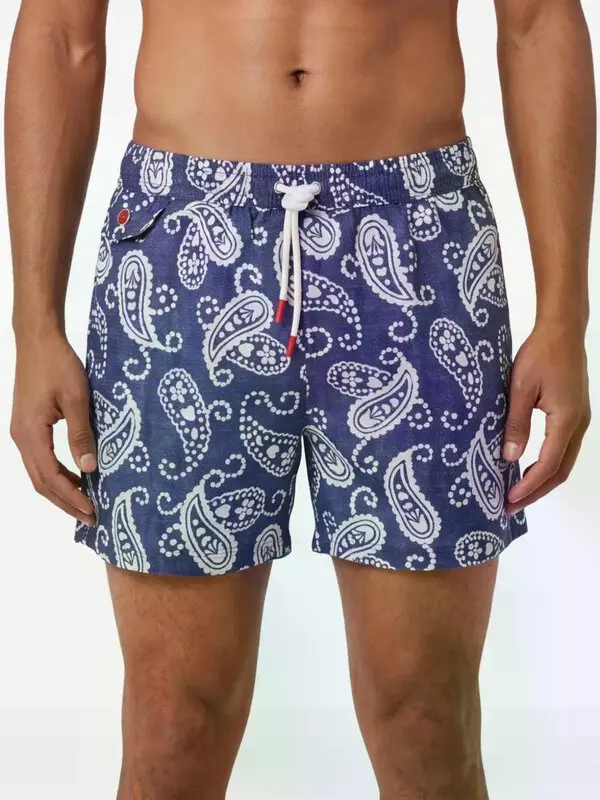 Kiton Patterned Swim Shorts - Blue