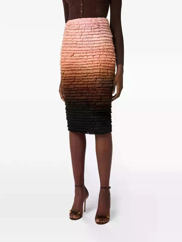 Elisabetta Franchi Graduated Tulle Calf-length Skirt - Brown