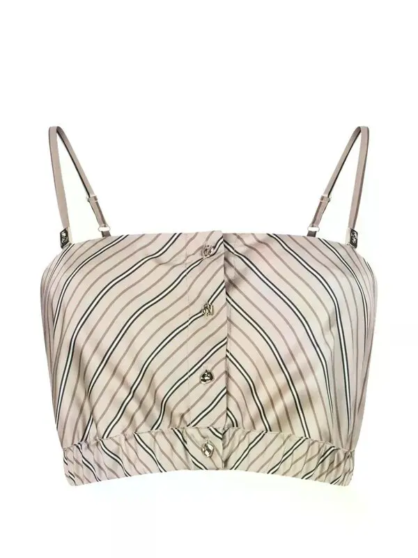 Liu Jo Striped Button Crop Top