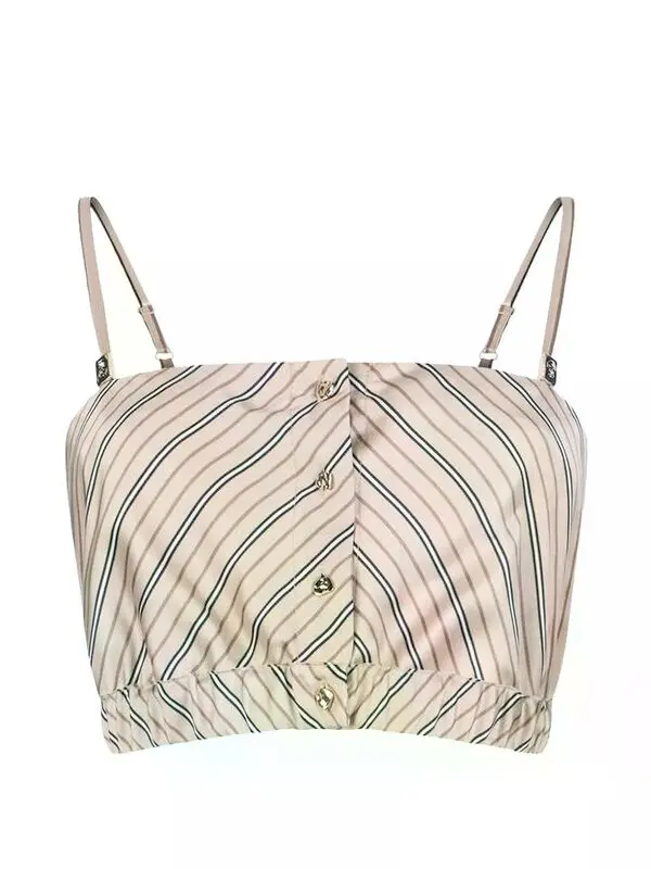 Liu Jo Striped Button Crop Top - Neutrals