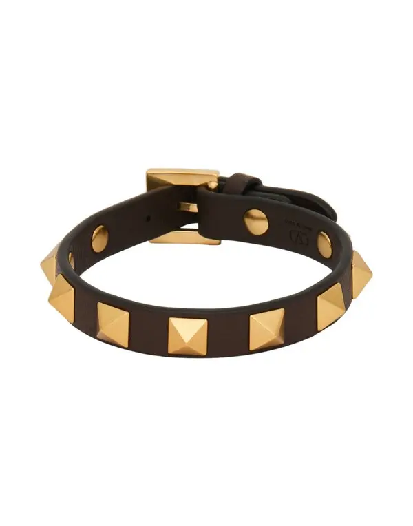 Valentino Garavani Leather Bracelet With Studs - Brown