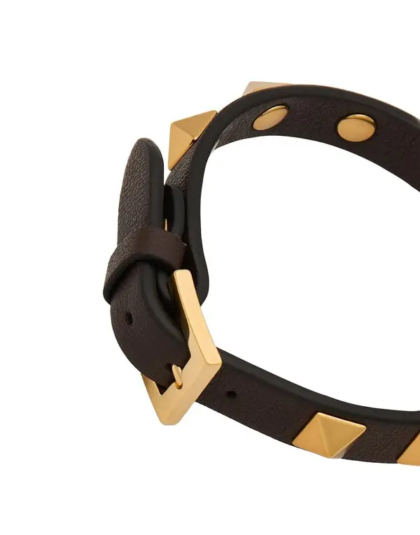 Valentino Garavani Leather Bracelet With Studs - Brown
