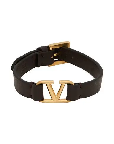 Valentino Garavani Leather Logo Bracelet - Dark Brown