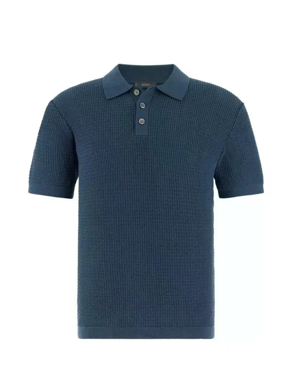 Boggi Milano Knitted Polo Shirt In Organic Cotton - Blue