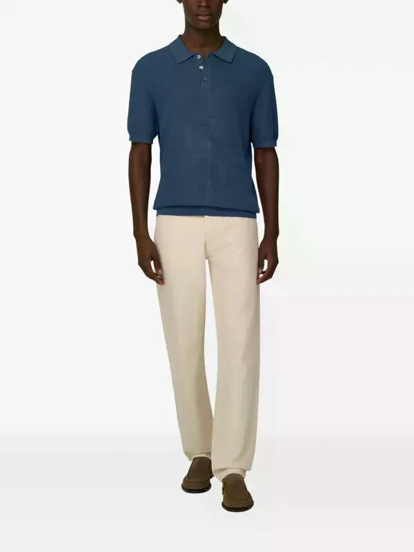 Boggi Milano Knitted Polo Shirt In Organic Cotton - Blue