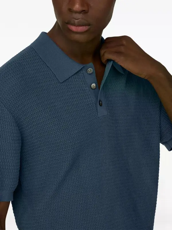 Boggi Milano Knitted Polo Shirt In Organic Cotton - Blue
