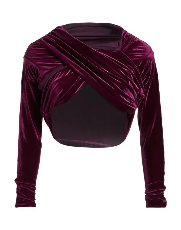 MAYGEL CORONEL Velvet Crop Top - Red