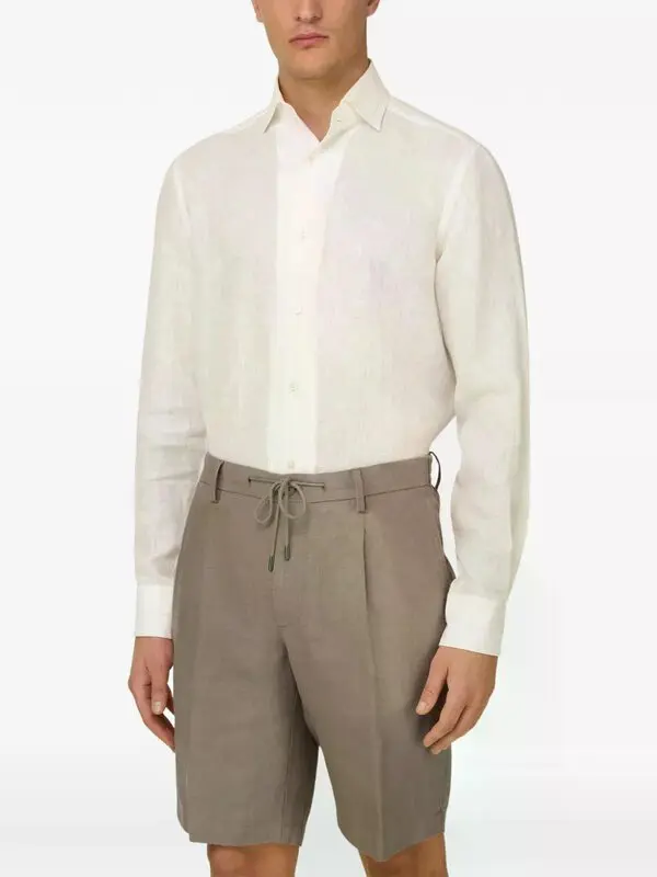 Boggi Milano Regular Fit Linen Shirt - White